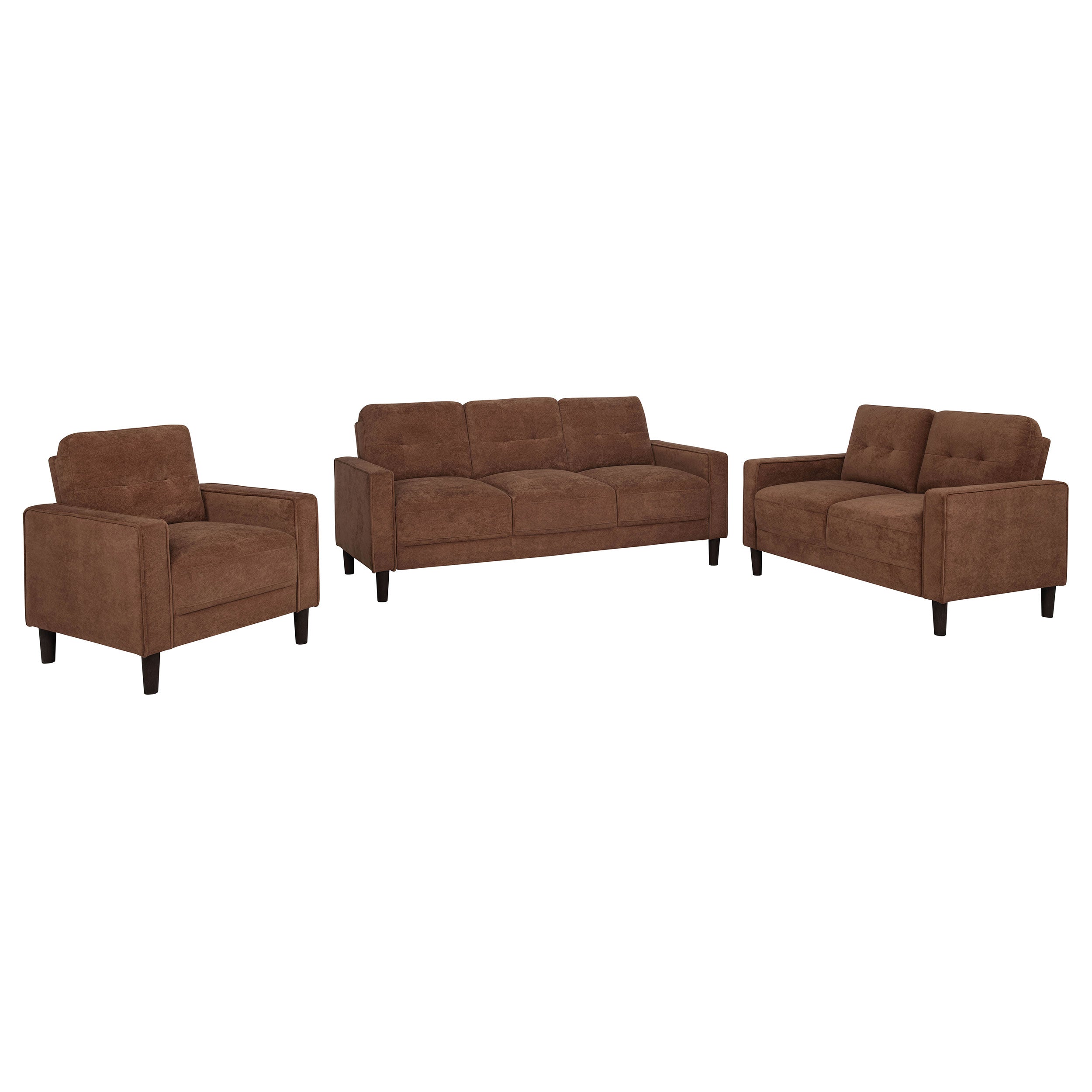 Bowen II 3-piece Fabric Upholstered Track Arm Sofa Set Rust – Furniture ...